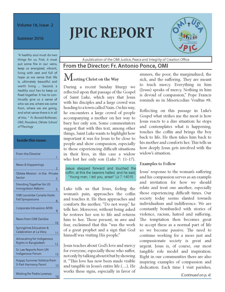 jpic report » Justice, Peace, and Integrity of Creation